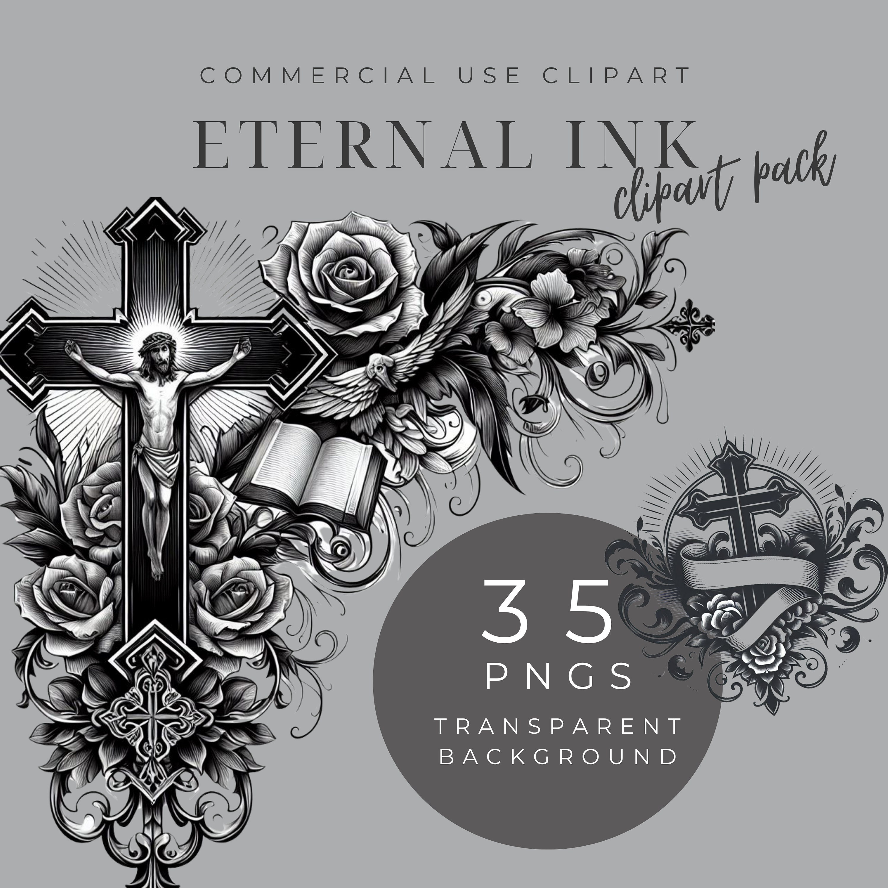 Eternal Ink Christian Tattoo Bundle - 35 Transparent 300 DPI Pngs - Etsy