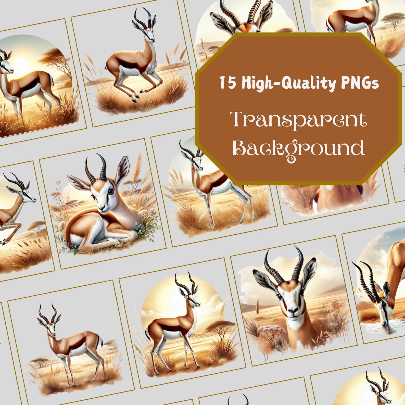 15 Springbok PNG Clipart | Watercolor South African Wildlife | Safari ...