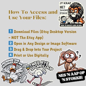 Funny Afrikaans Idiom Stickers: South African Slang Decals (digital ...