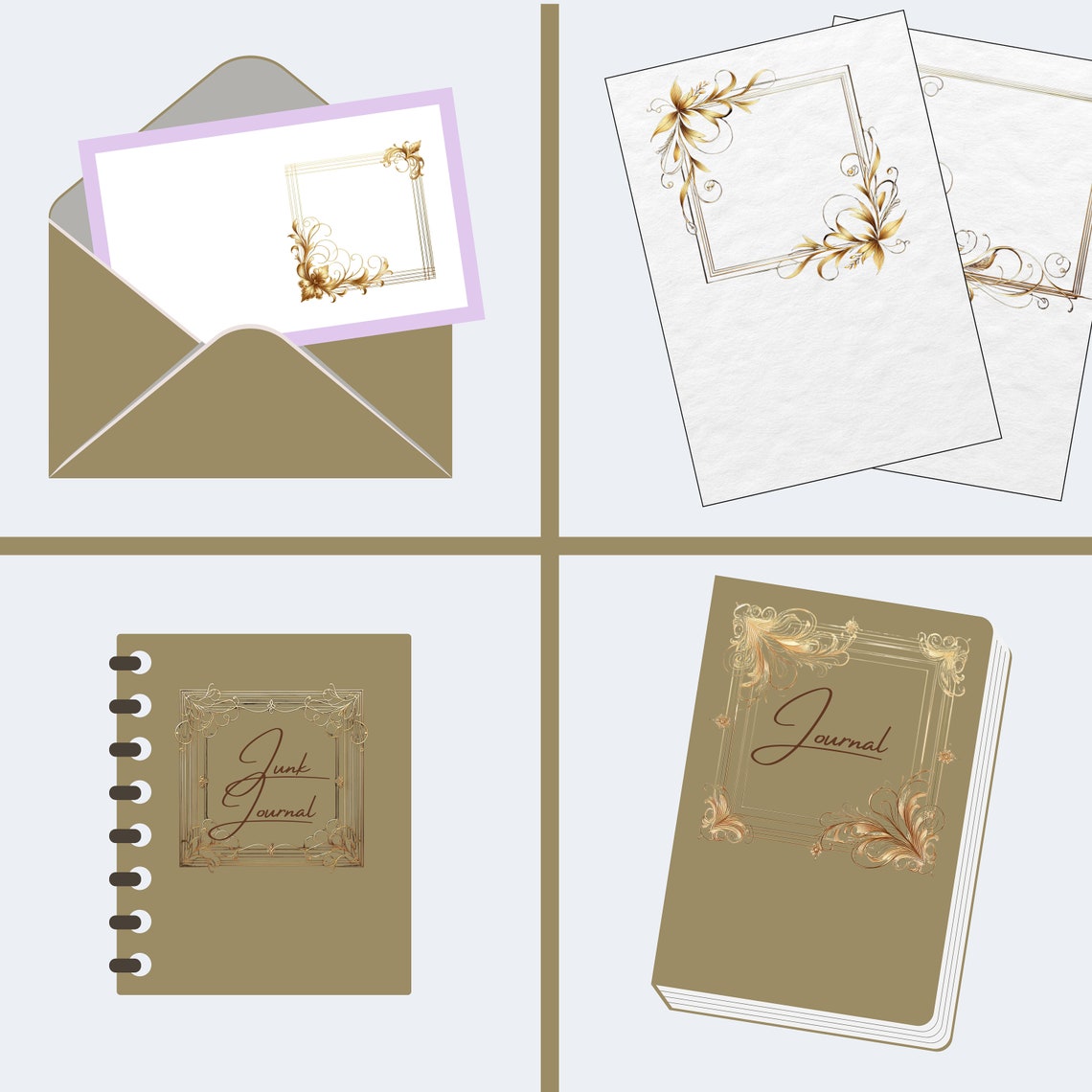 Gold Frames and Borders Bundle 8 Digital Downloads DIY Invitations and ...