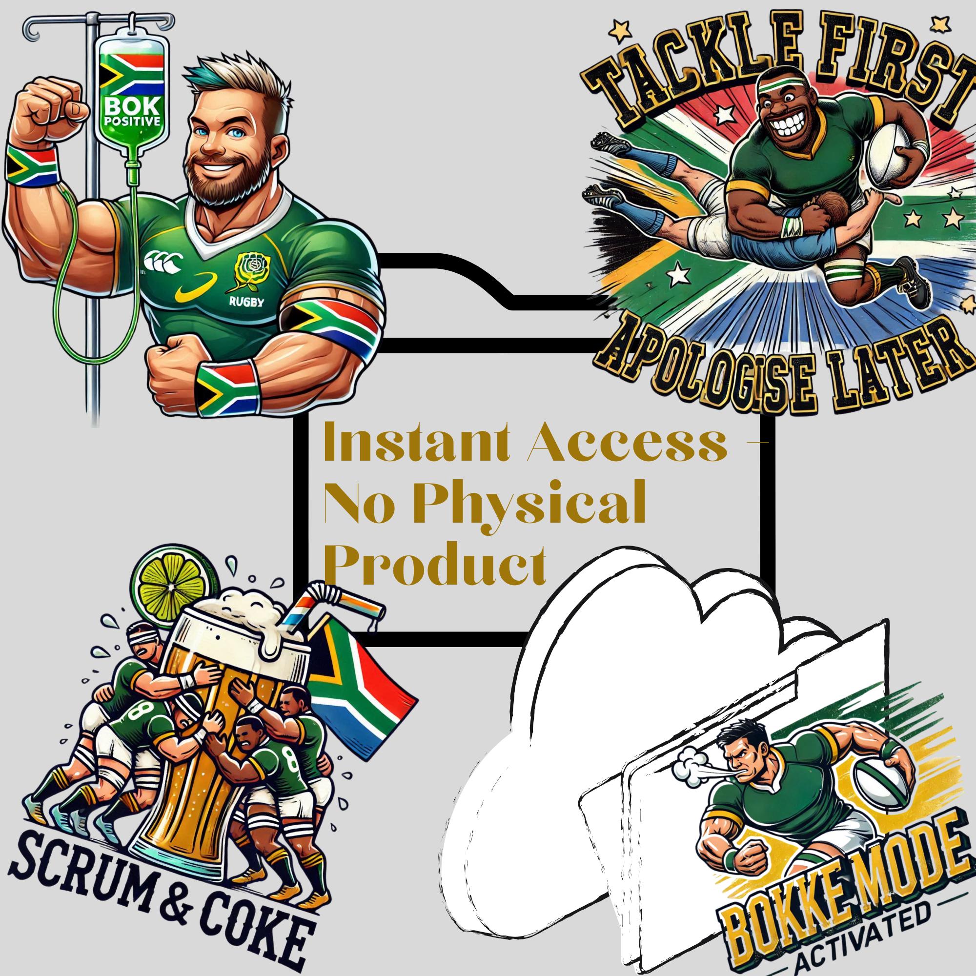 Funny Rugby Clipart Bundle | 12 Pngs | Bokke Humor | Tackle, Scrum ...