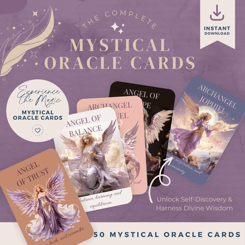 Mystical Oracle Card Deck: Printable Angel Cards, Guide & Video (canva ...