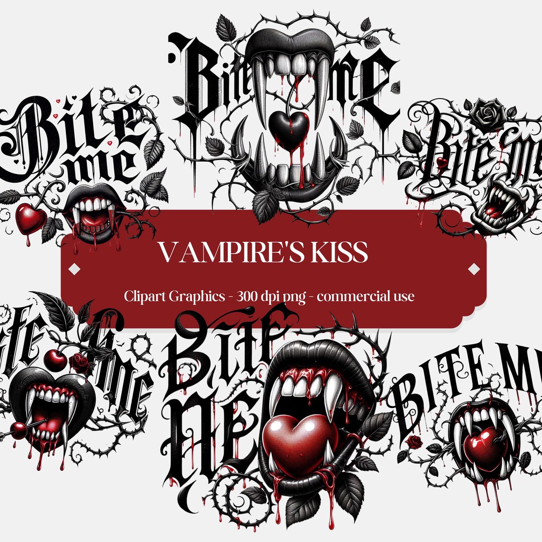 Vampire Tattoo PNG | Gothic Bite Me Art | Fang Blood Design | Rose ...