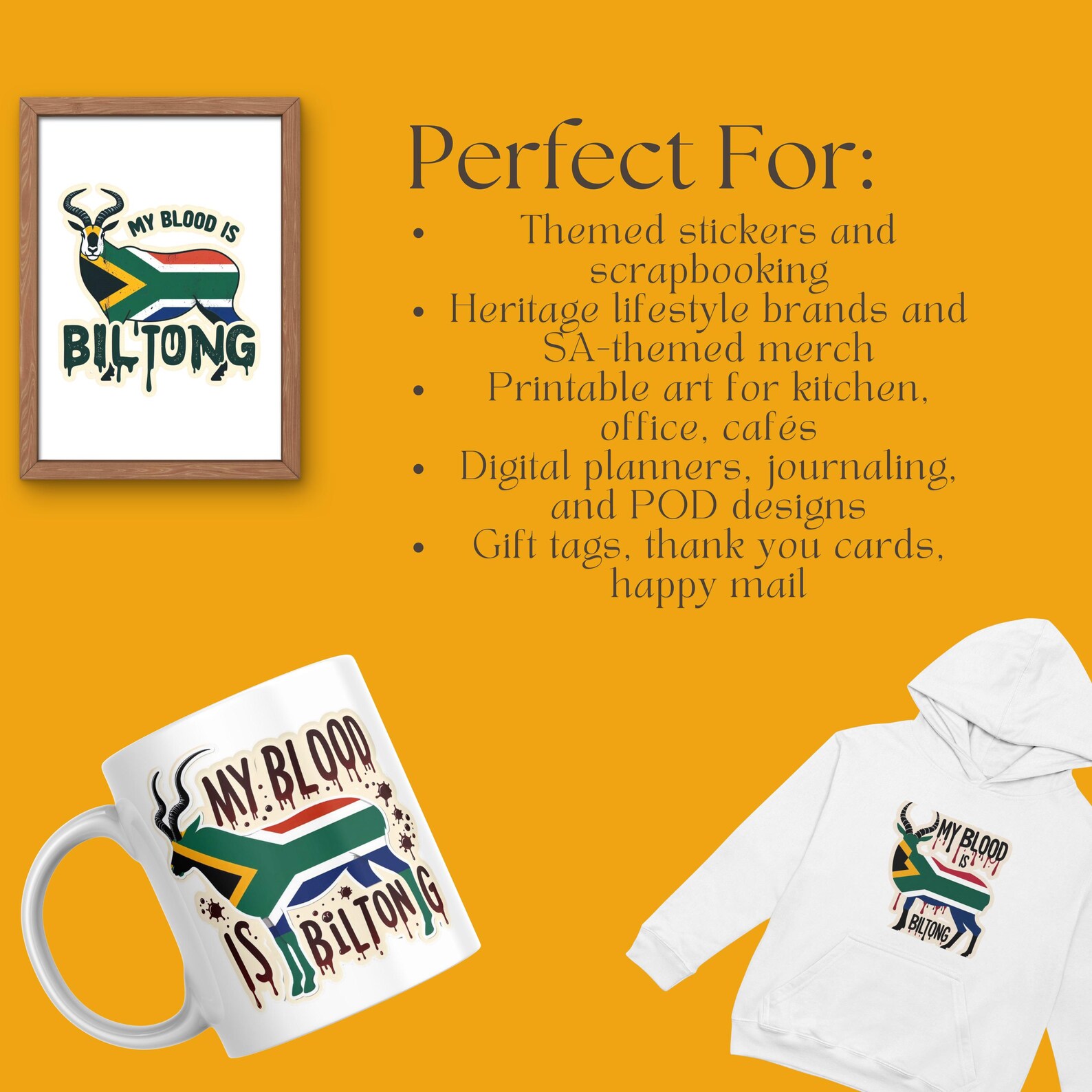 My Blood is Biltong Clipart PNG Bundle | South African Springbok Flag ...