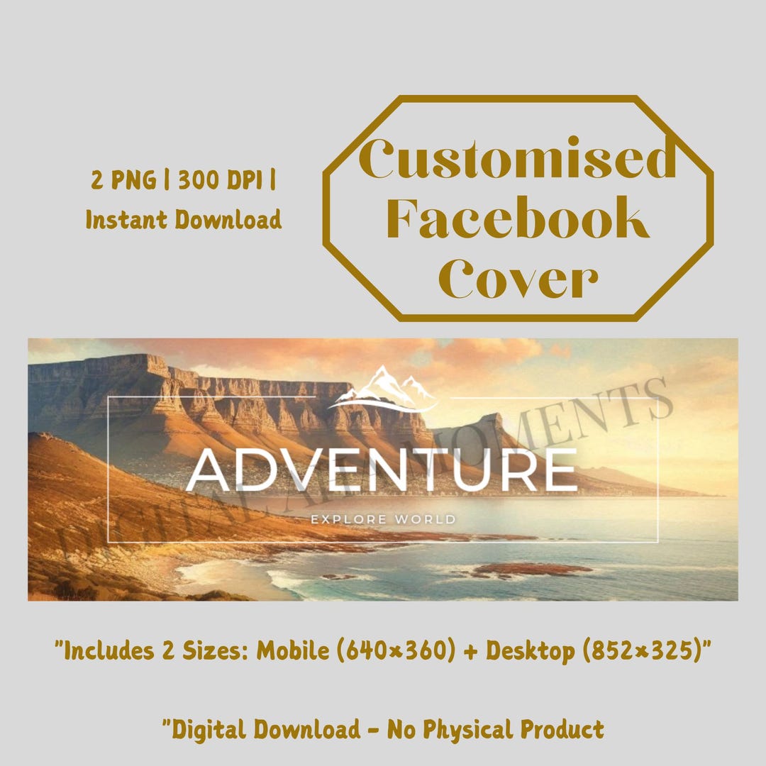 Custom Facebook Cover Banner PNG Mobile & Desktop Sizes | Personalized ...