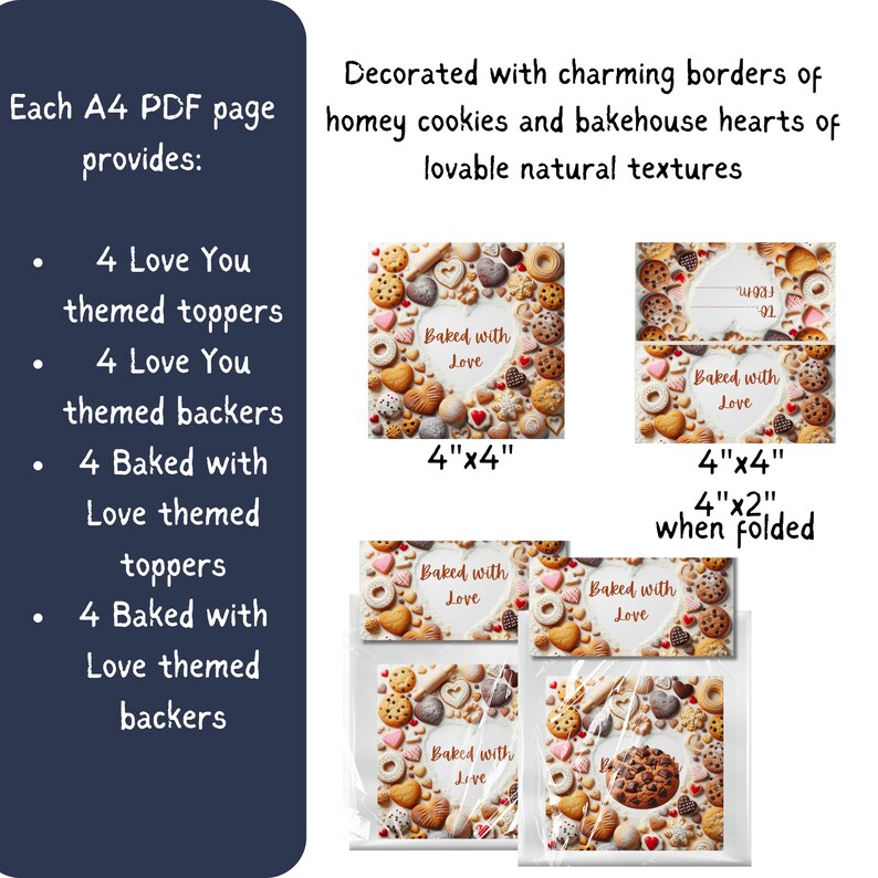 Cookie Bag Toppers Backers Tags Printables Heart Shapes Love Words PDF ...