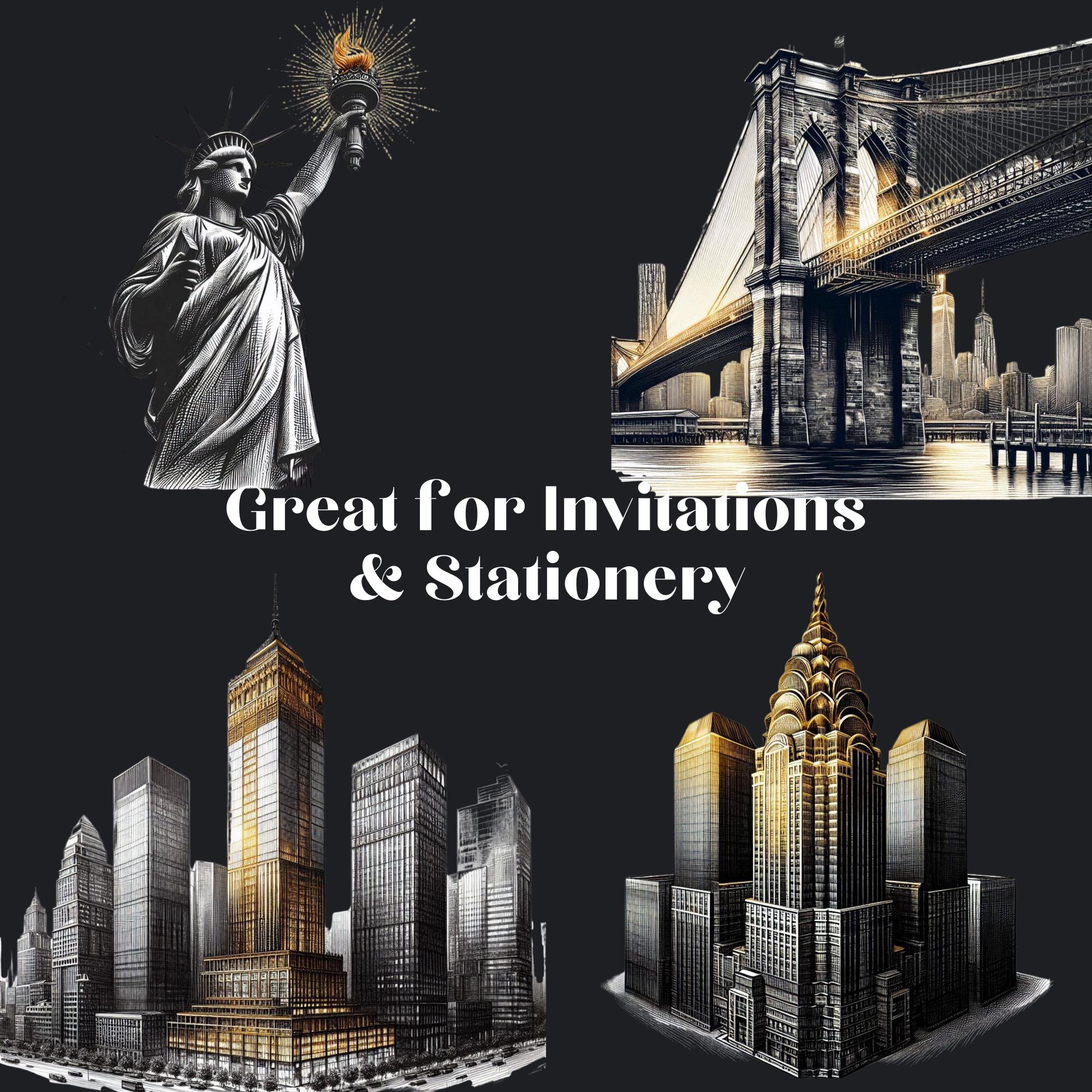 New York City Landmarks Clipart Bundle | Statue of Liberty, Empire ...