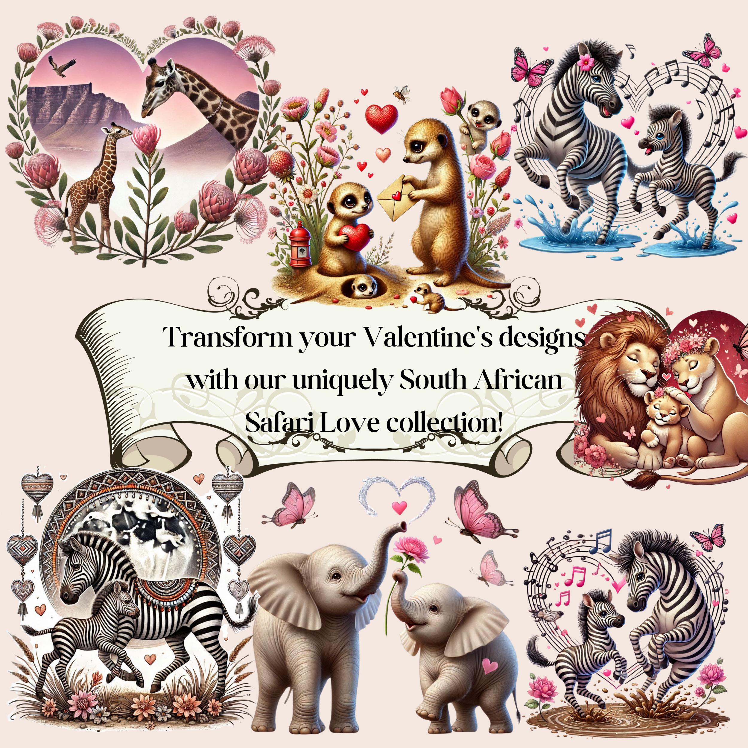 African Safari Love PNG | South African Valentine Clipart | Wildlife ...
