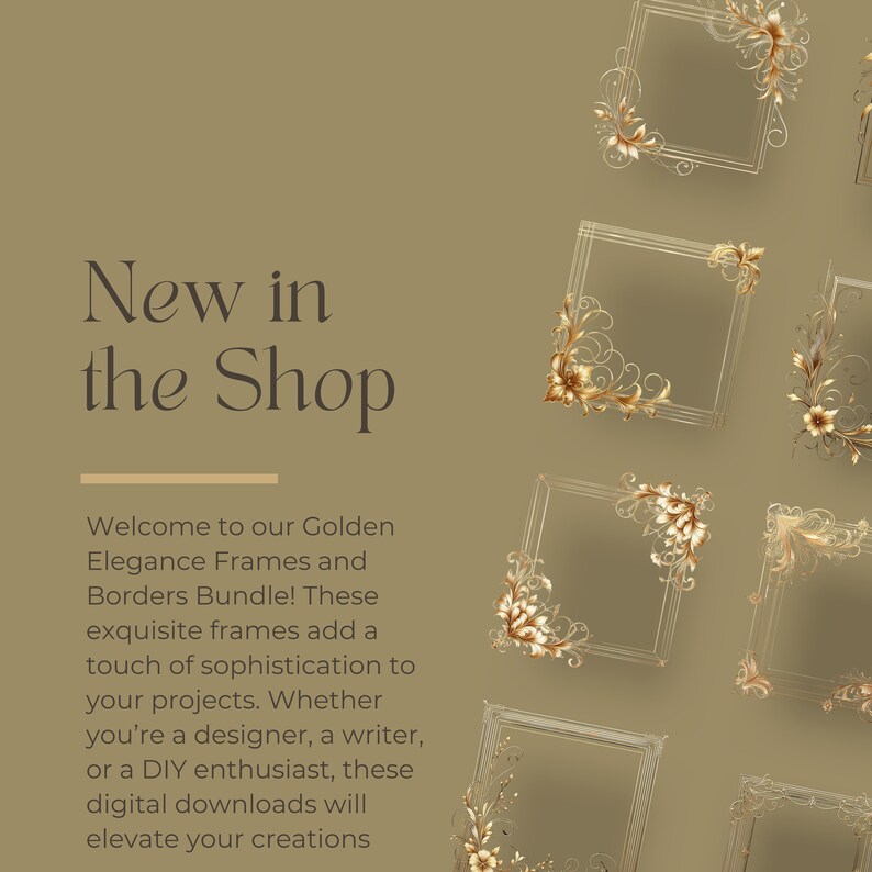 Gold Frames and Borders Bundle - 8 Digital Downloads - DIY Invitations ...