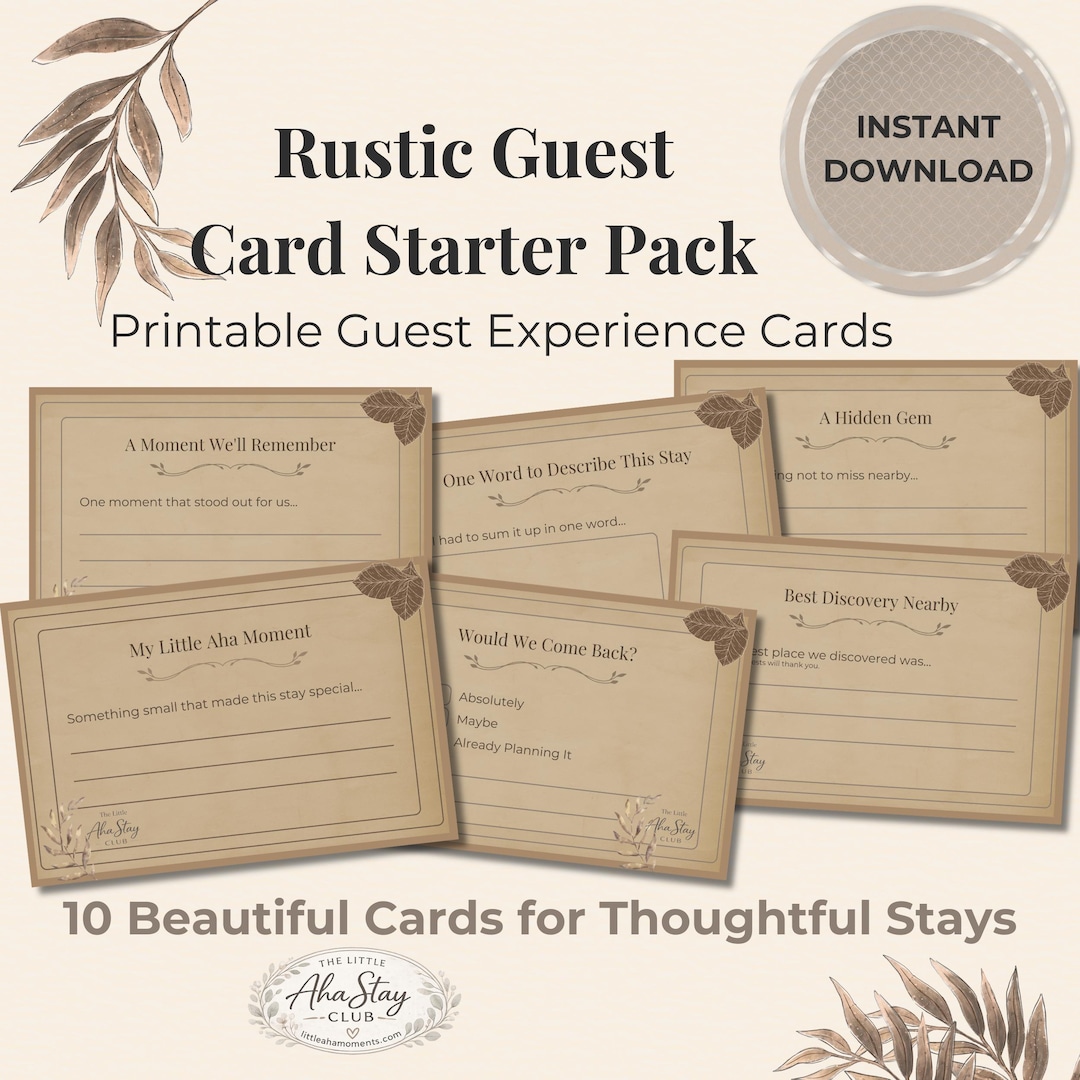 Rustic Farmhouse Airbnb Guest Cards Printable | Vacation Rental Host ...