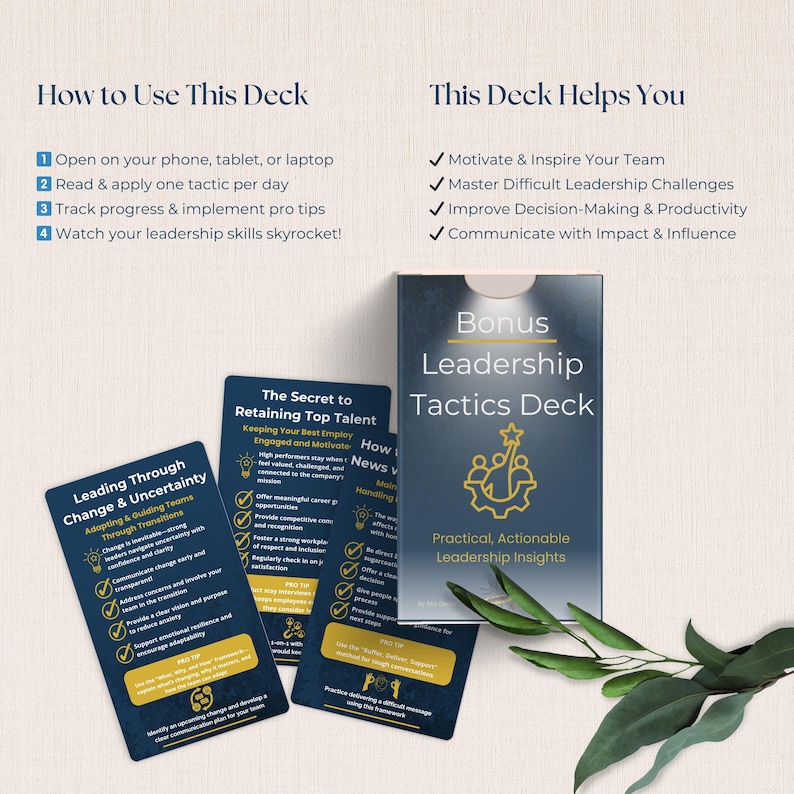 Leadership Tactics Deck: 50+ Coaching Cards (printable PDF) - Etsy