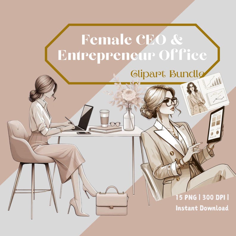 Female CEO Clipart Bundle: Office Chic PNG Graphics (digital Download ...