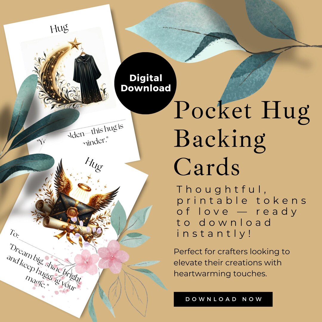 Black & Gold Graduation Pocket Hug Cards – 9 Printable Designs ...