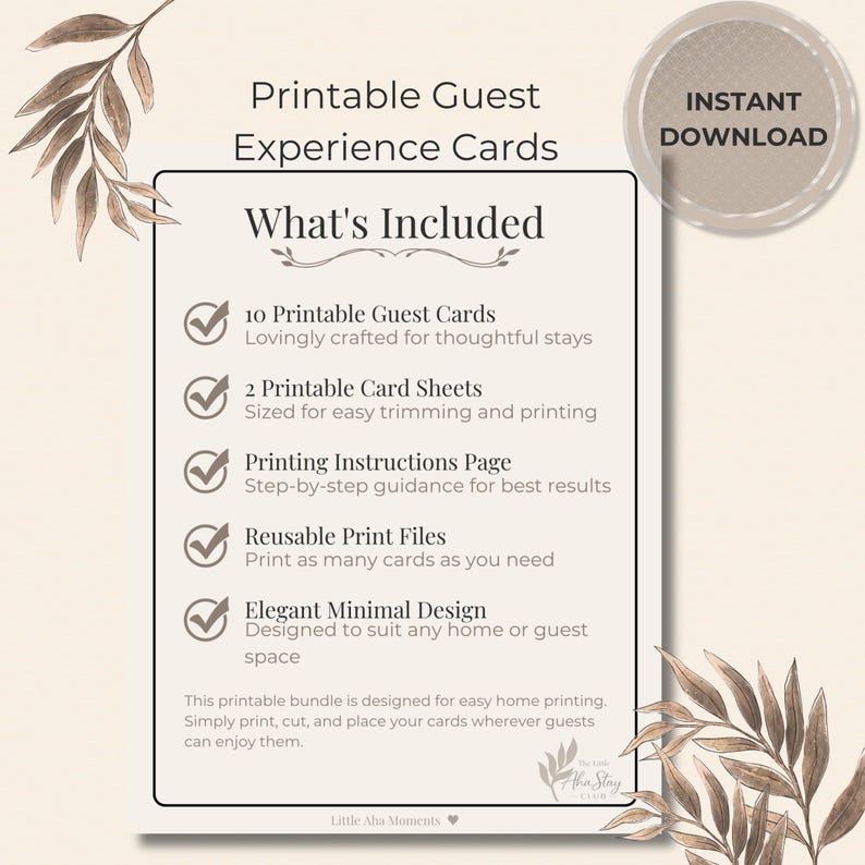 Rustic Farmhouse Airbnb Guest Cards Printable | Vacation Rental Host ...