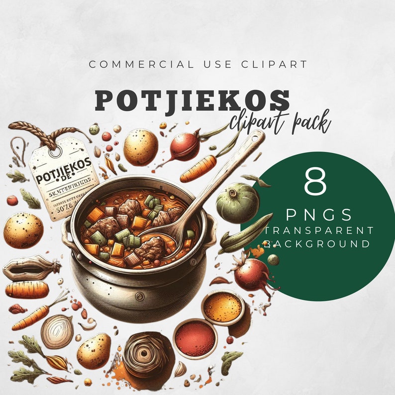 Traditional South African Potjiekos Clipart Bundle | 8 PNG Images ...