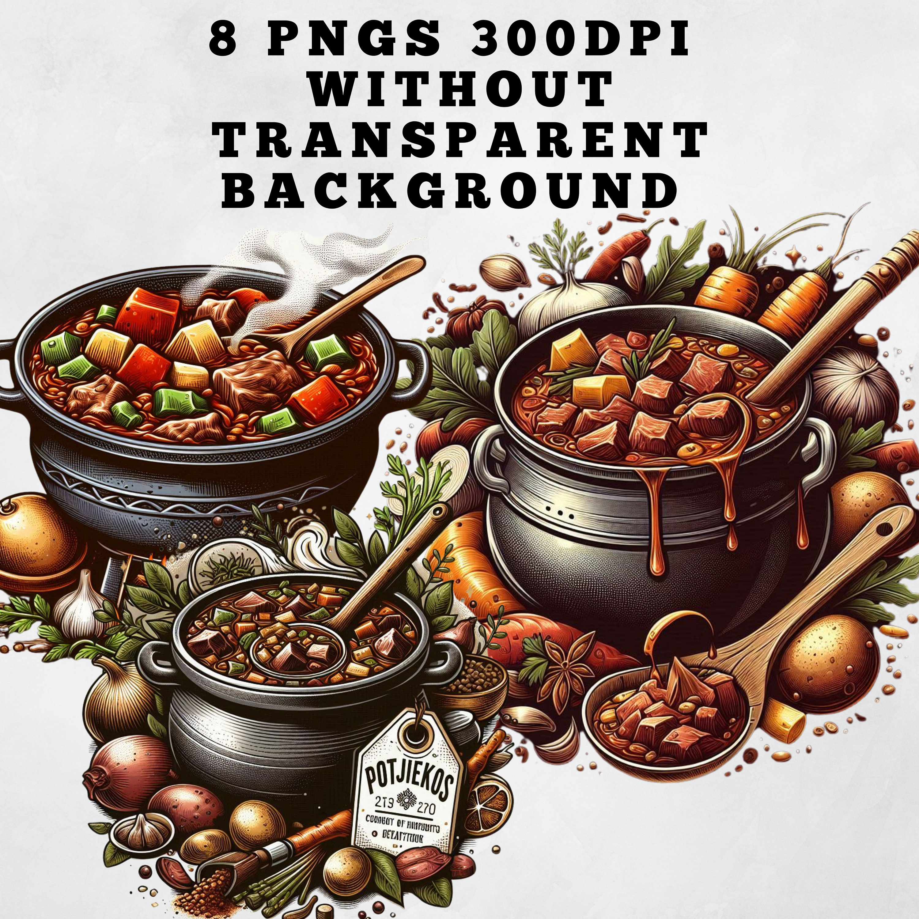 Traditional South African Potjiekos Clipart Bundle | 8 PNG Images ...