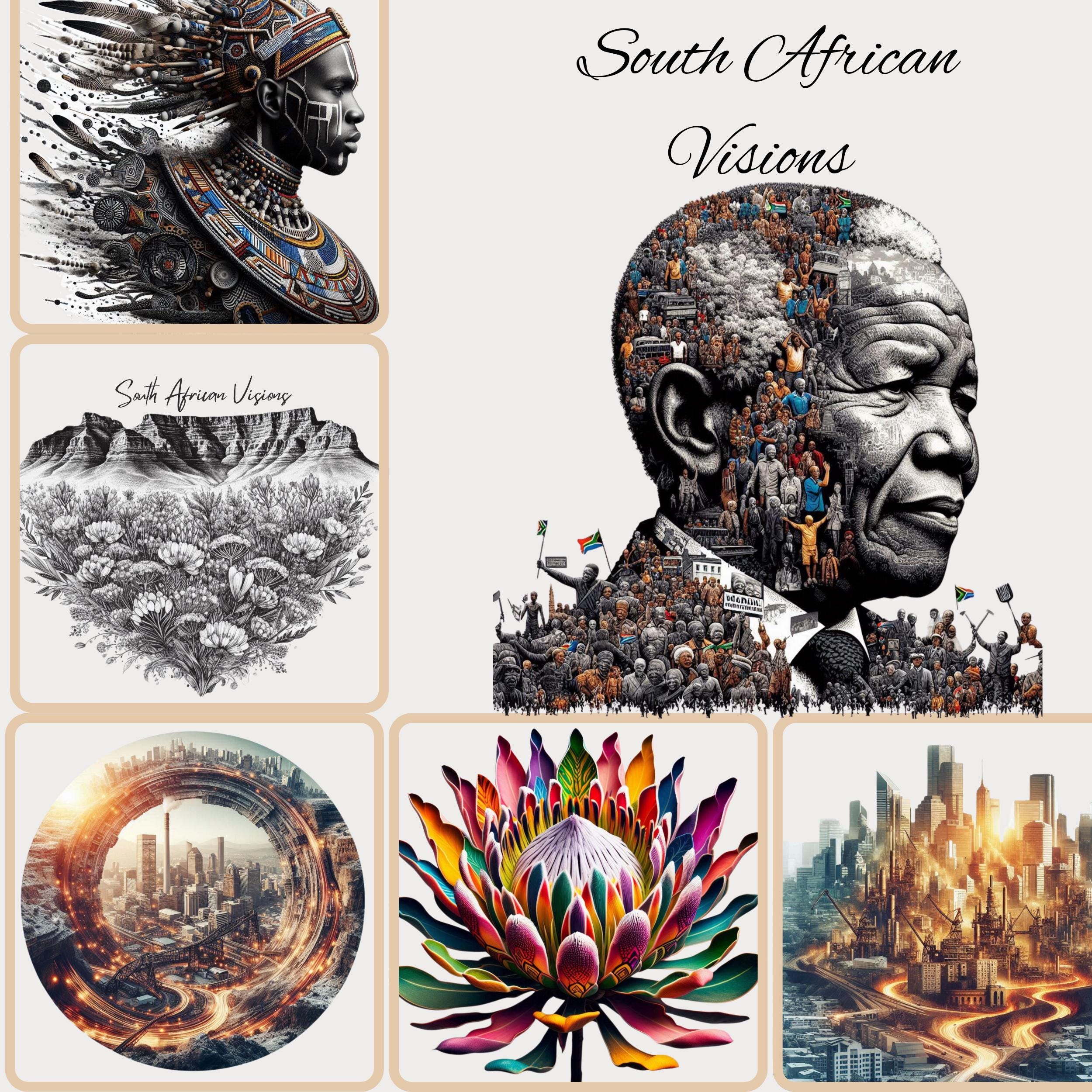 South African Double Exposure PNG | Lion Mountain Art | Mandela ...
