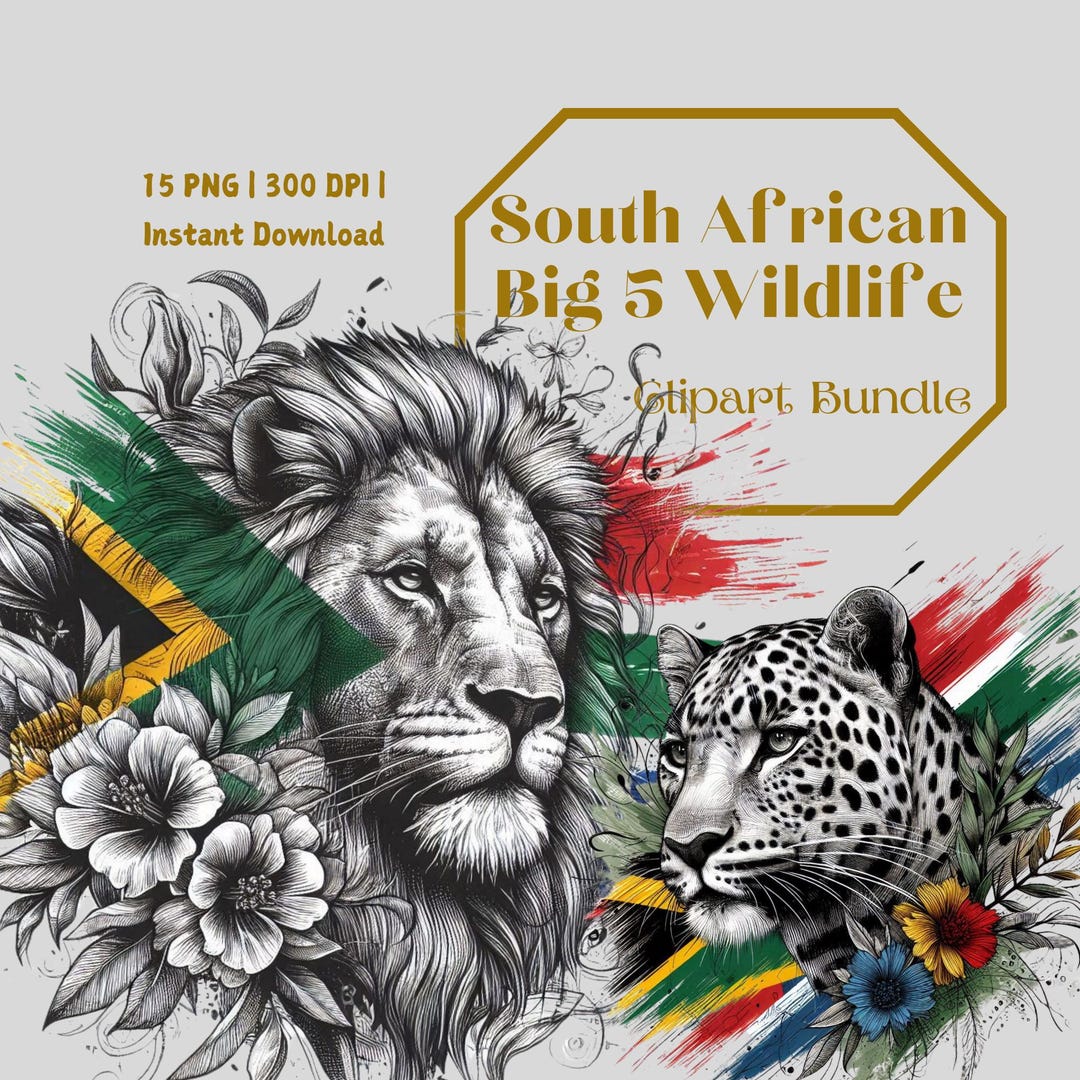 South African Wildlife Clipart: Big 5 Ink Sketch (digital Download) - Etsy