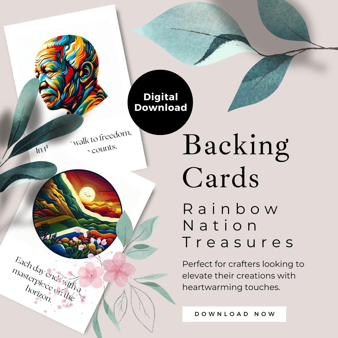 South Africa Backing Cards: Rainbow Nation Art (digital Download) - Etsy