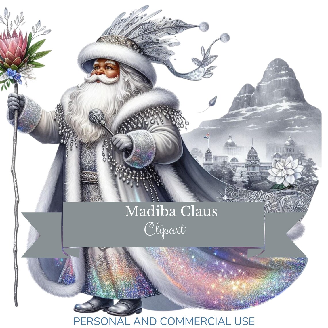 Mandela Santa PNG | South African Christmas Clipart | Madiba Claus Art ...