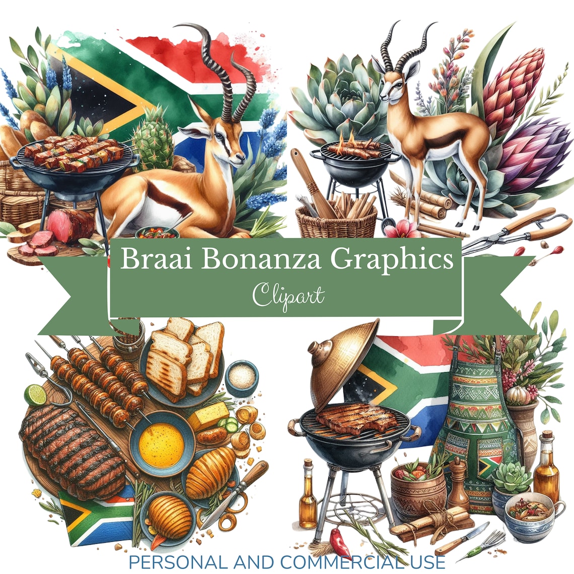 Braai Clipart Bonanza Graphics - 14 BBQ Clipart Pngs - Digital Download ...