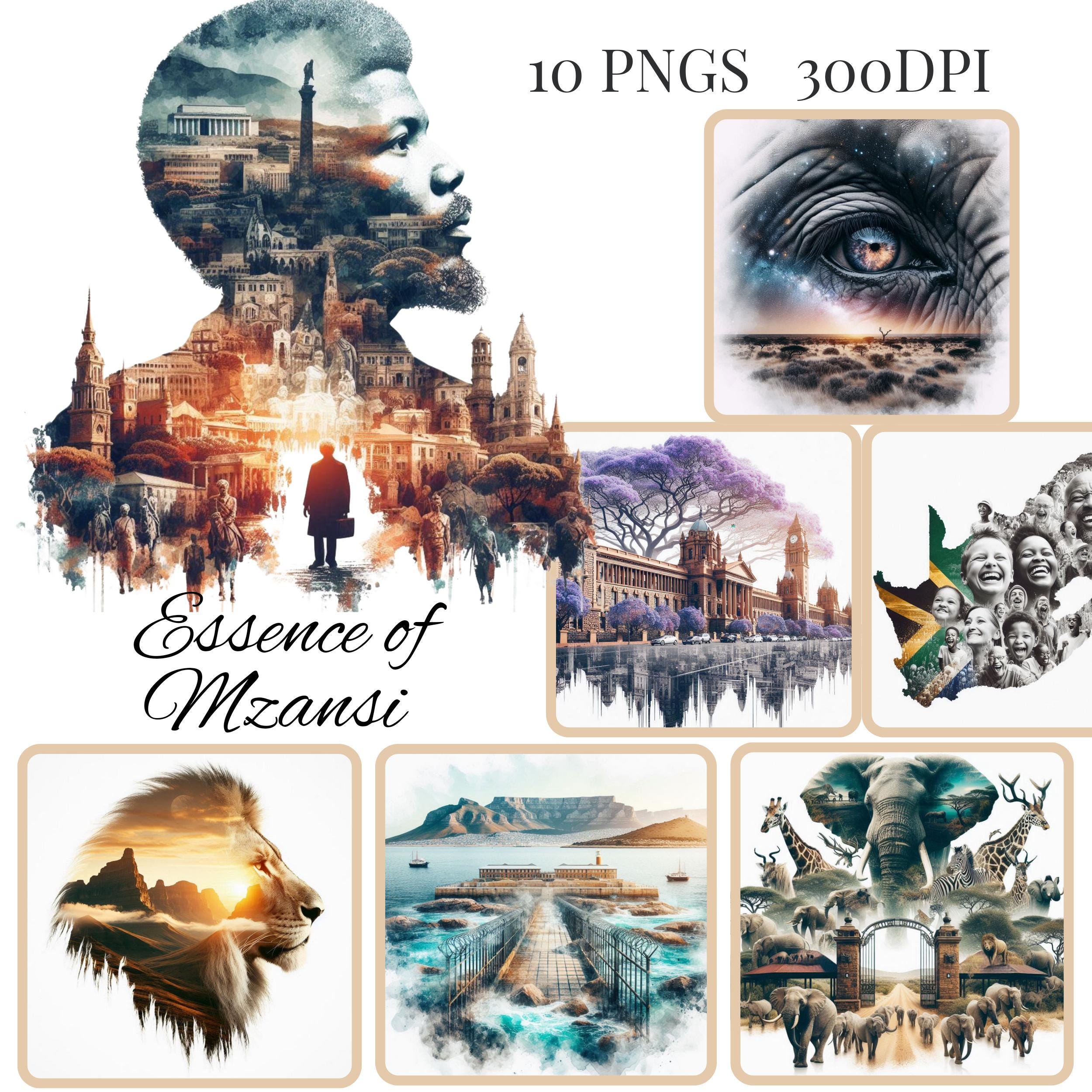 South African Double Exposure PNG | Lion Mountain Art | Mandela ...