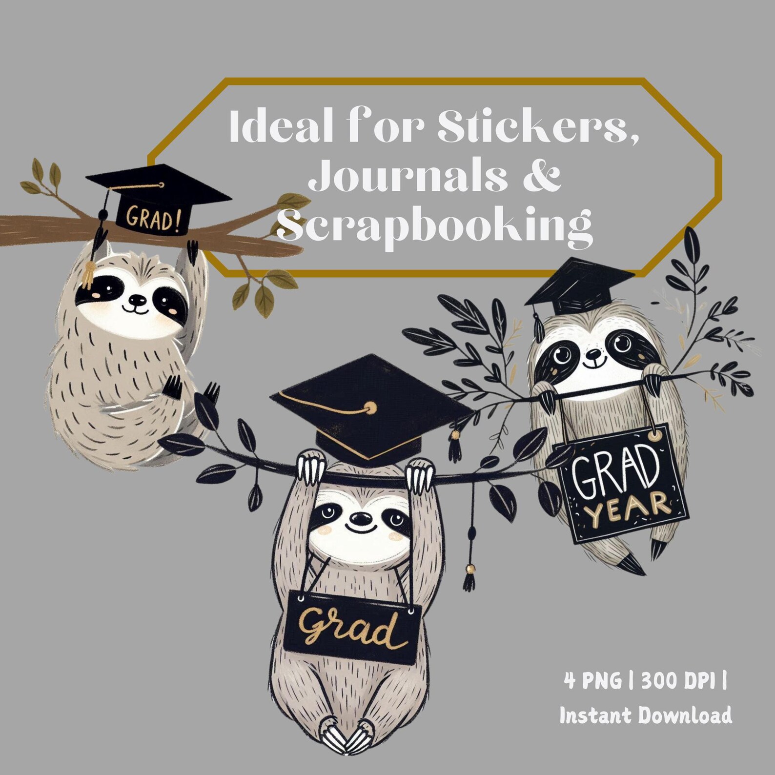 Sloth Graduation Clipart: Funny Lazy Grad PNG SVG (digital Download) - Etsy