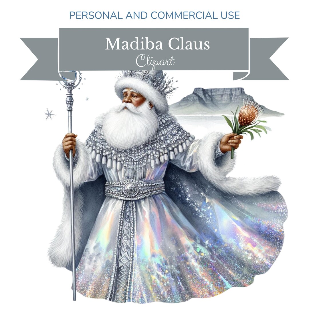 Mandela Santa PNG | South African Christmas Clipart | Madiba Claus Art ...