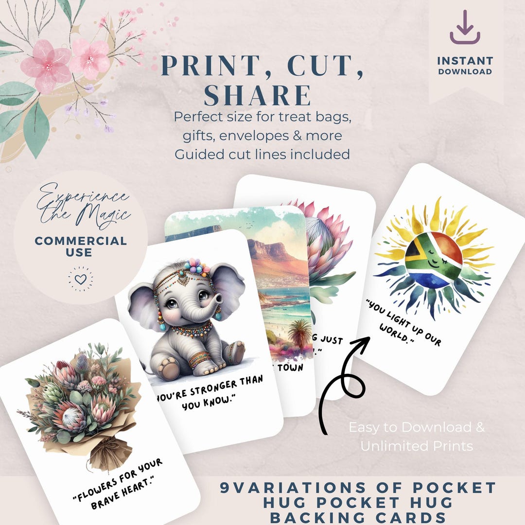 Pocket Hug Clipart Bundle | South African Motivational Sayings PNG ...