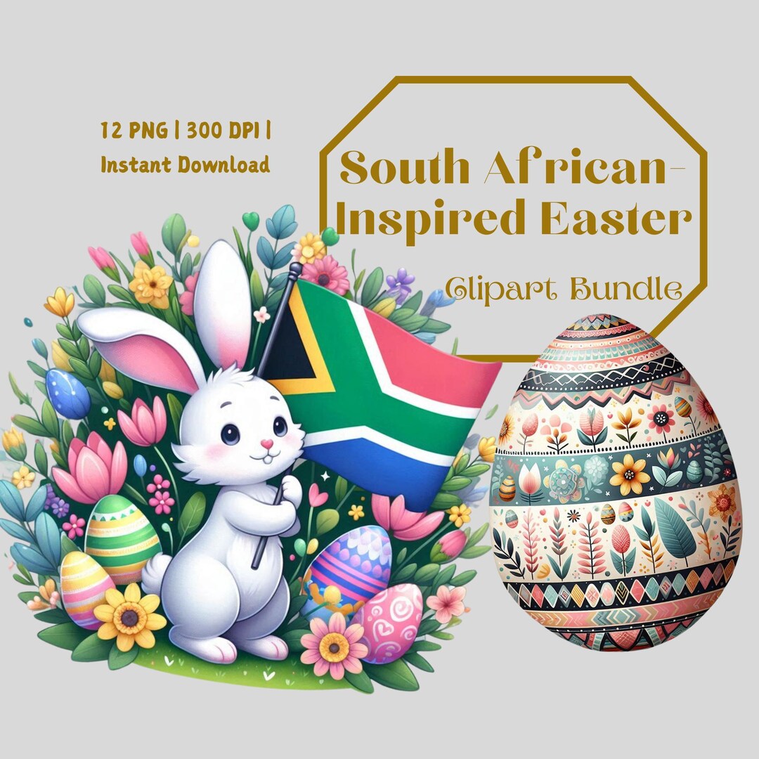 South African Easter Clipart Bundle | 12 Pngs | Bunny, Ostrich ...