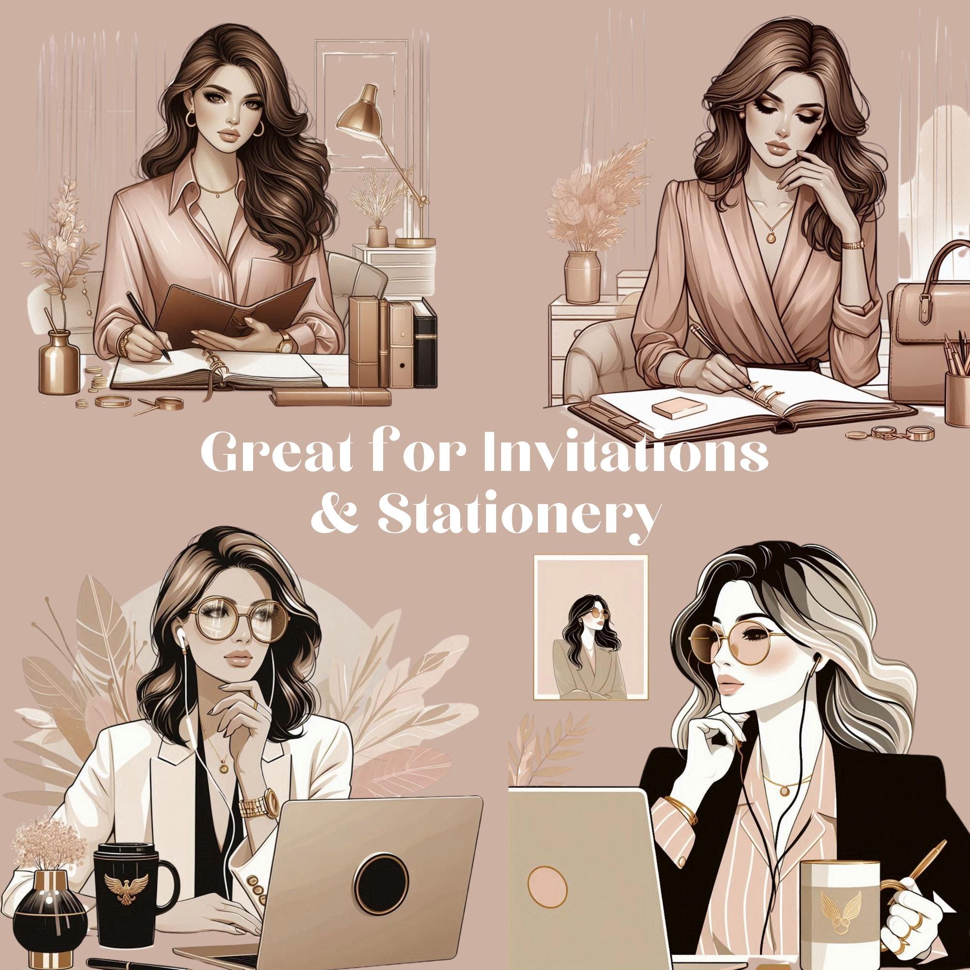 Boss Lady Clipart: Chic CEO, Blush Pink & Gold (15 Pngs) - Etsy