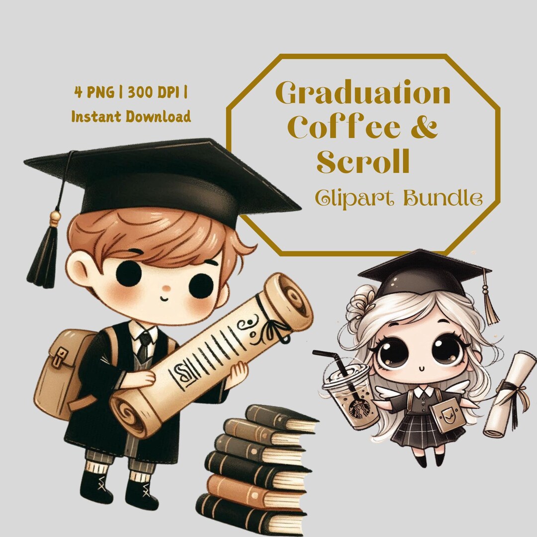 Graduation Coffee PNG, Student Holding Scroll Clipart, Grad Caffeine ...