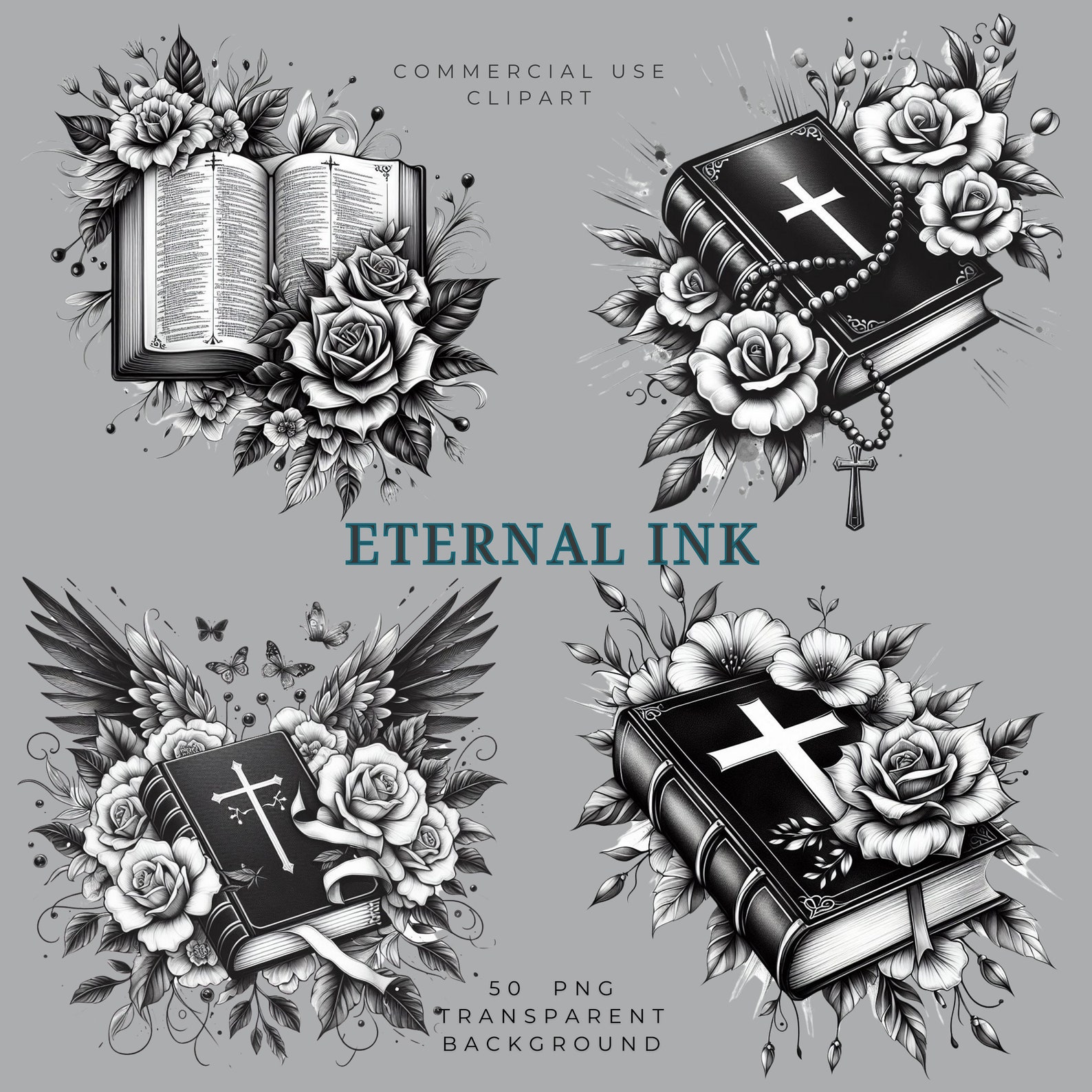 Divine Ink: 50 Bible-themed Tattoo Illustrations (PNG, 300 DPI ...
