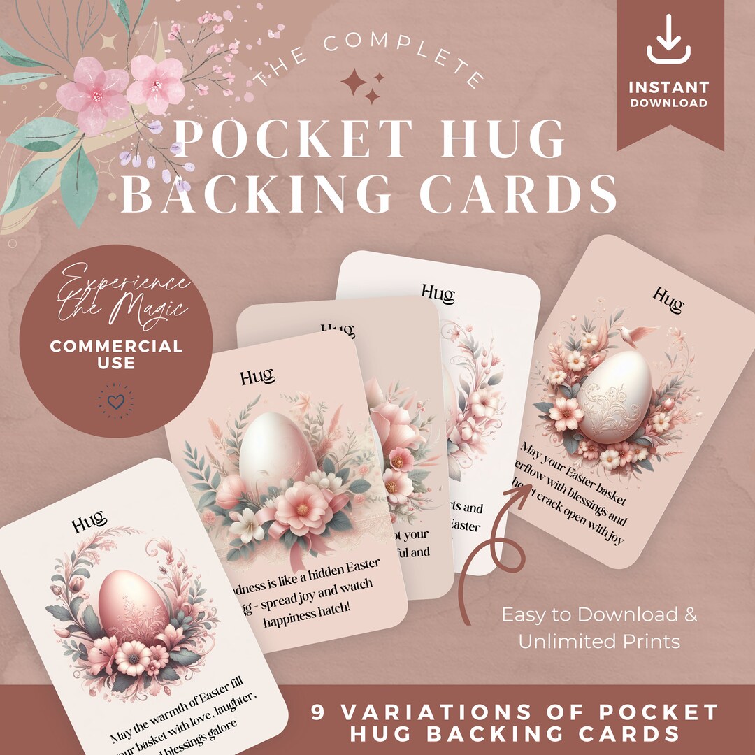 Pocket Hug Card Backing Card for Pocket Hug, Digital Download Template ...