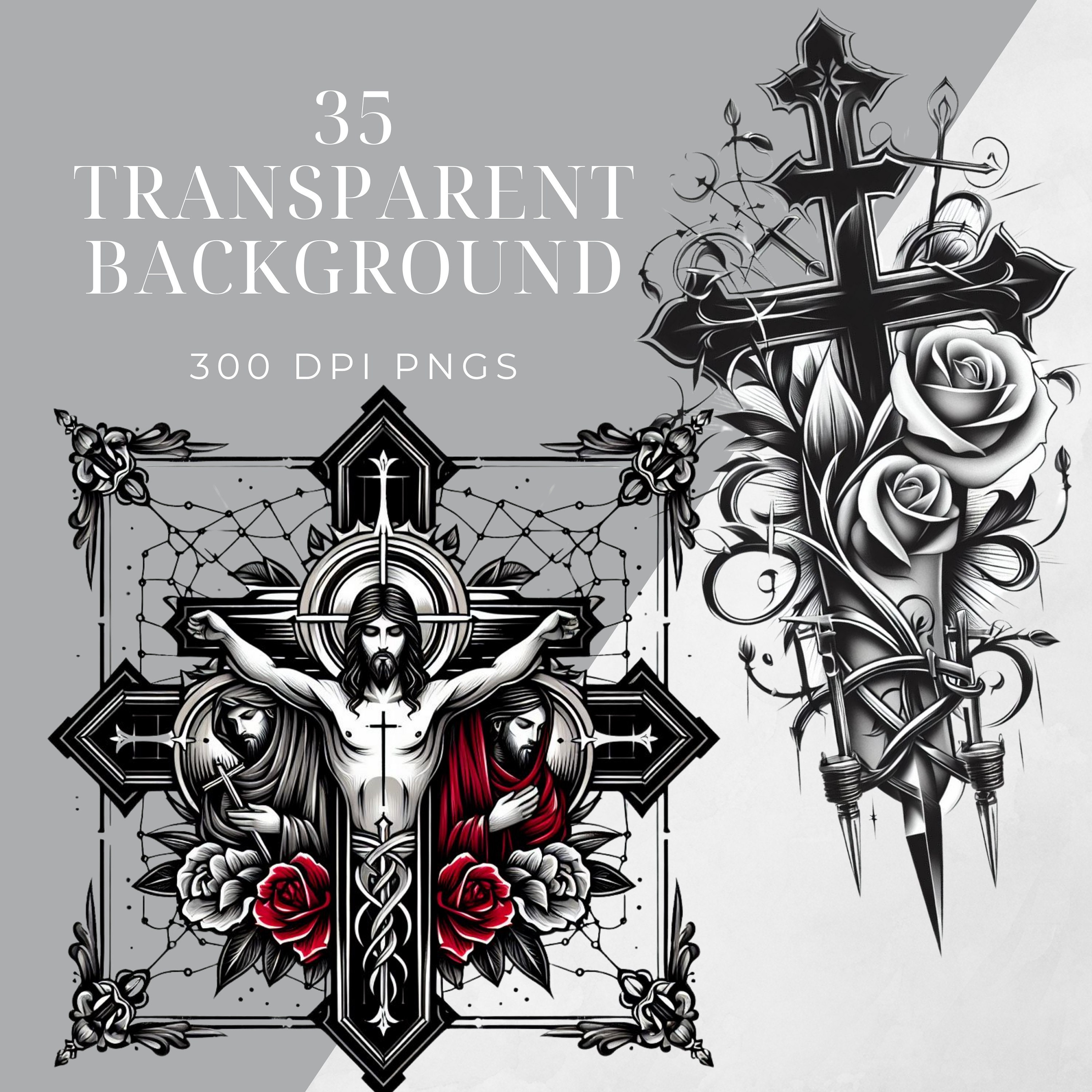 Eternal Ink Christian Tattoo Bundle - 35 Transparent 300 DPI Pngs - Etsy