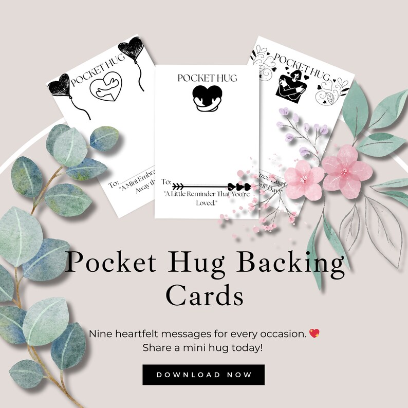 Pocket Hug Cards: 9 Unique Designs, Printable Template (PDF Download ...
