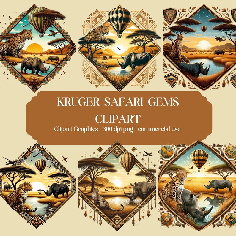 Kruger Safari PNG Bundle: Diamond African Wildlife Designs (digital ...