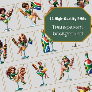 Braai Martini Girl Clipart Bundle | 12 Pngs | South African-themed ...