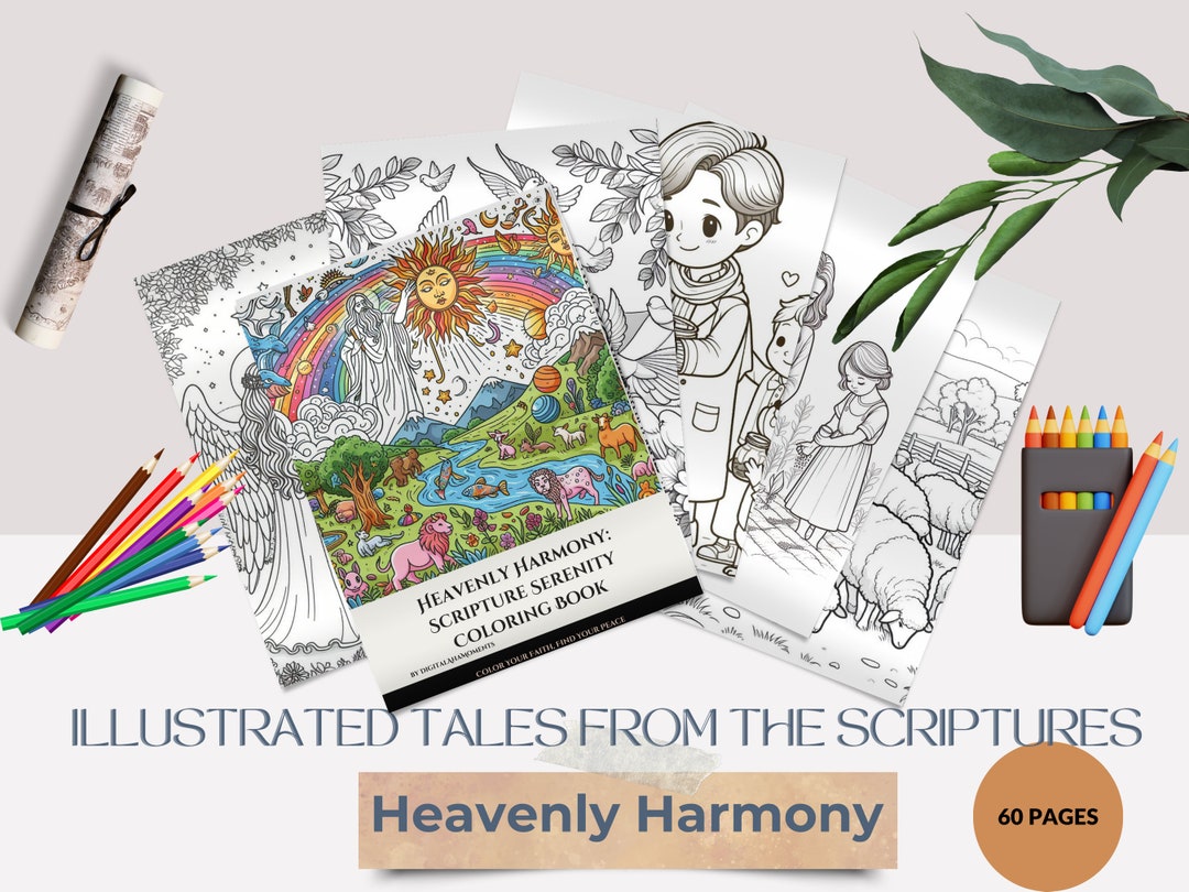 Religious Coloring Pages Heavenly Harmony: Scripture Serenity Coloring ...