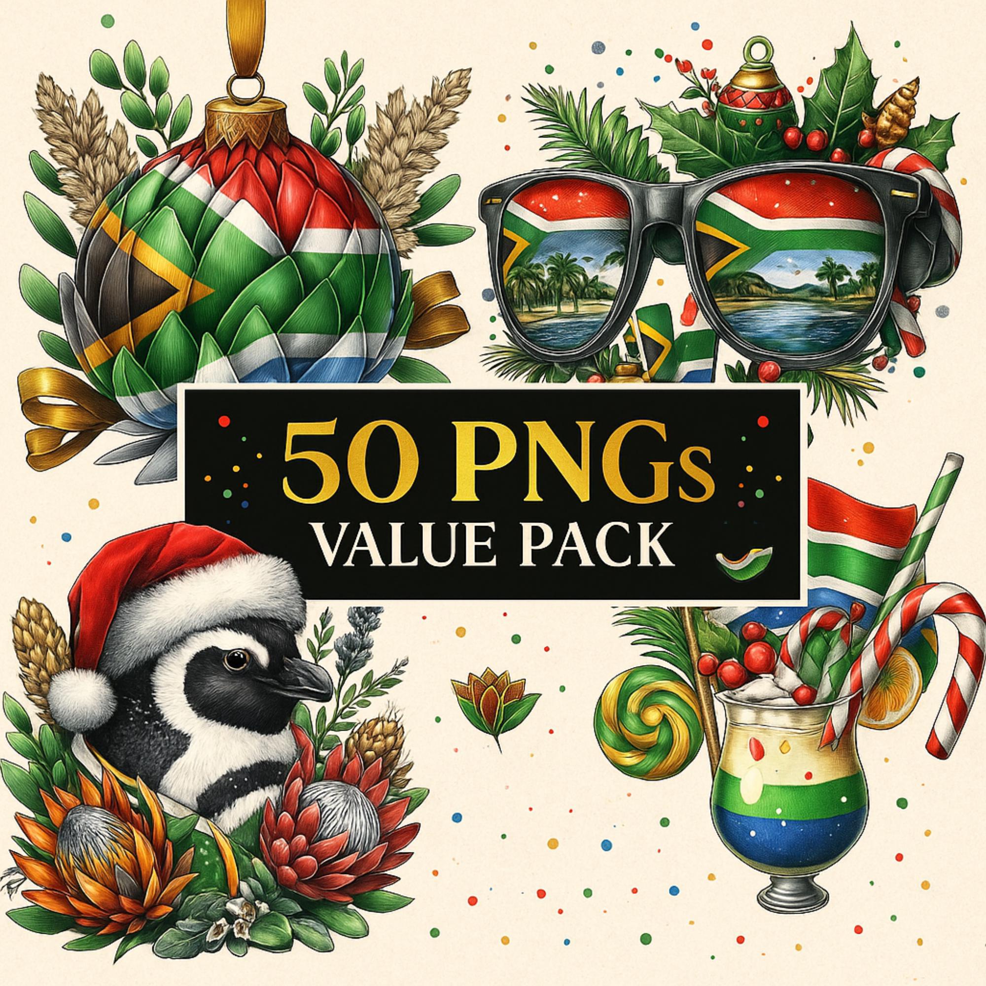 South African Christmas Clipart Bundle Vol.1 | 50 Pngs | Flag & Colours ...