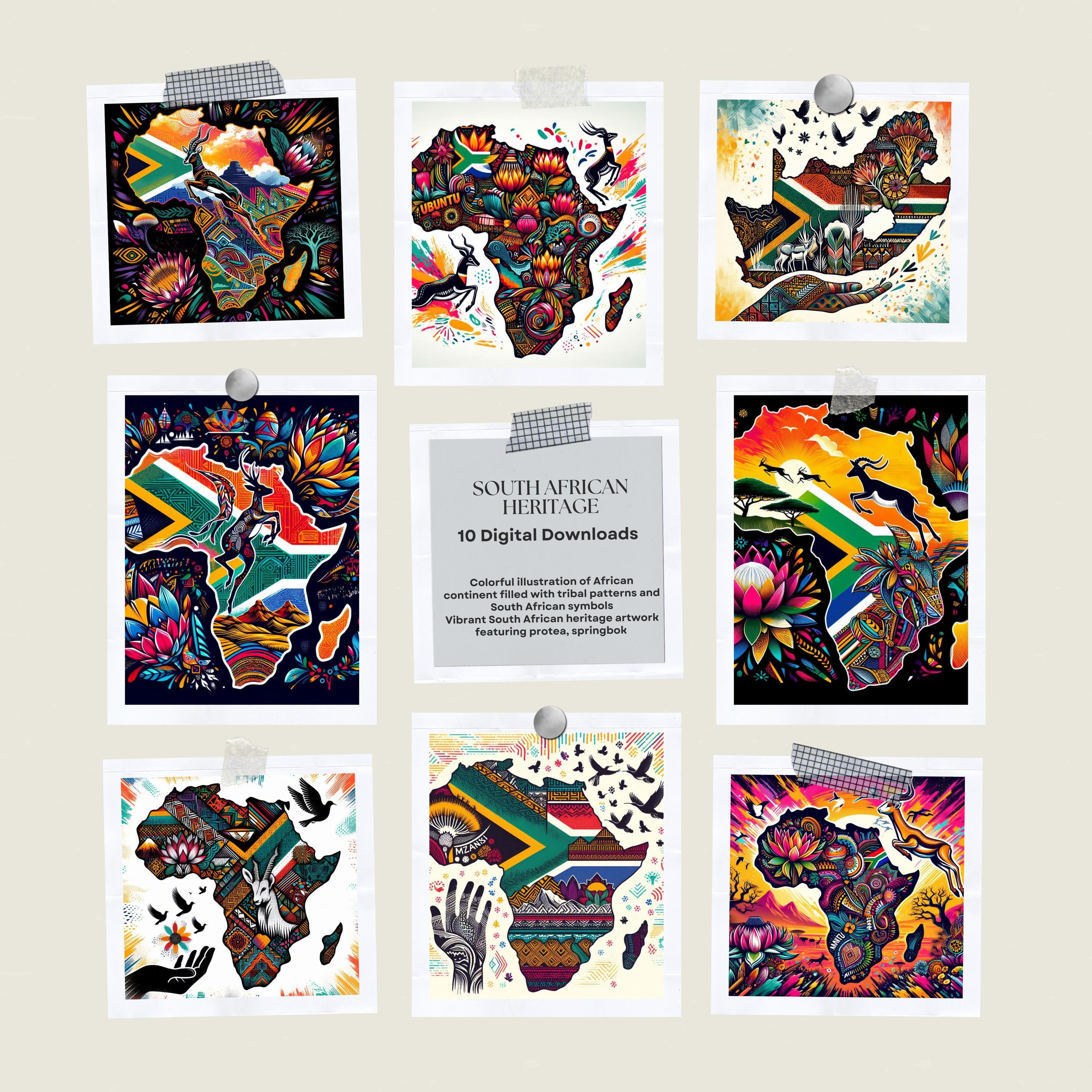 South Africa Heritage Illustration Pack: Tribal Art PNG Prints (digital ...