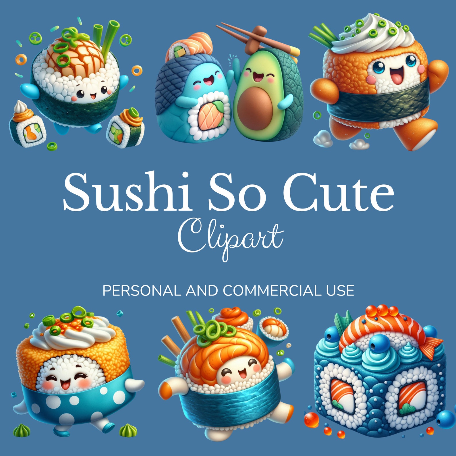 Kawaii Sushi Squishmallow Graphics - 40 Clip Art Images, Instant PNG ...