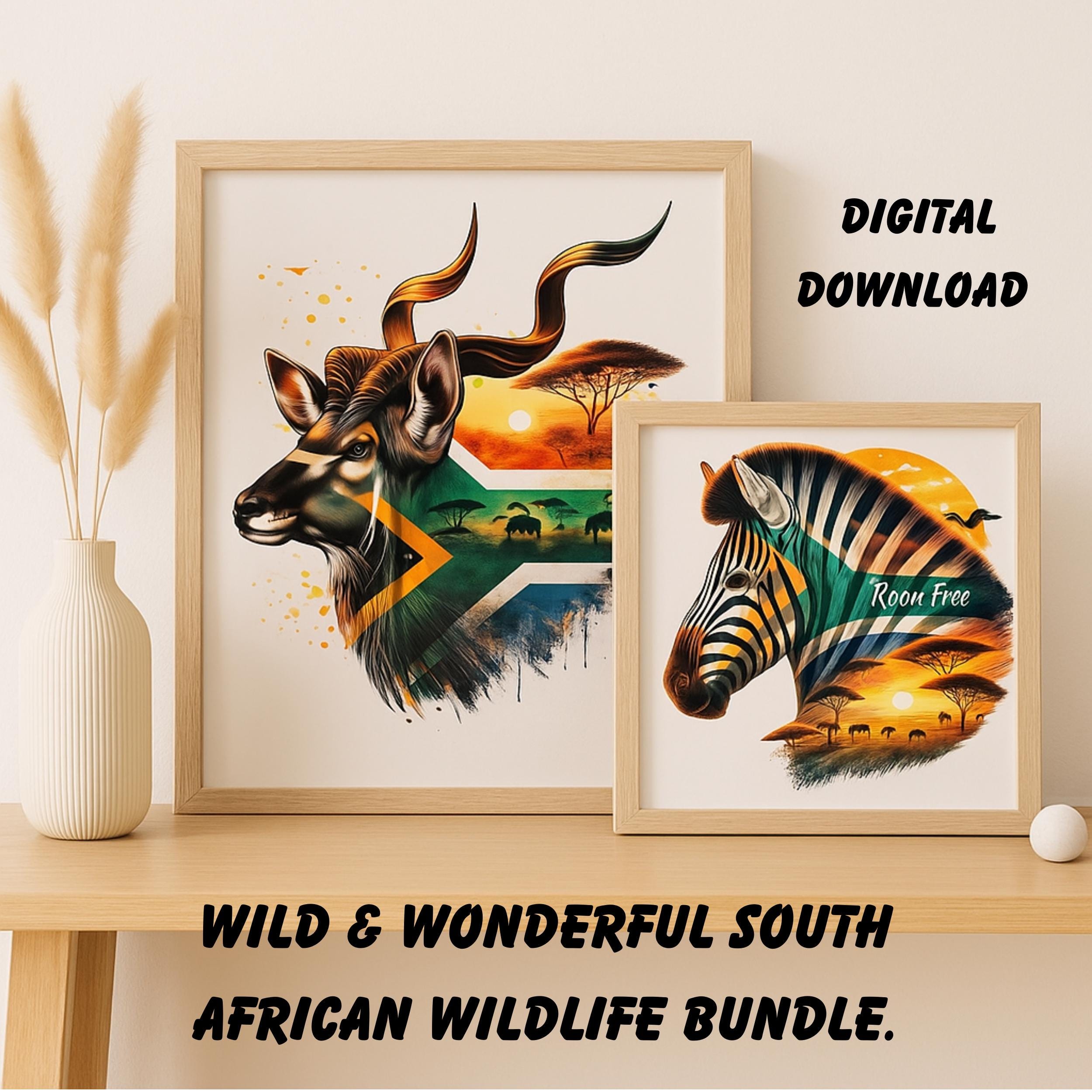South African Wildlife Clipart Bundle: Flag Animal Pngs (digital ...