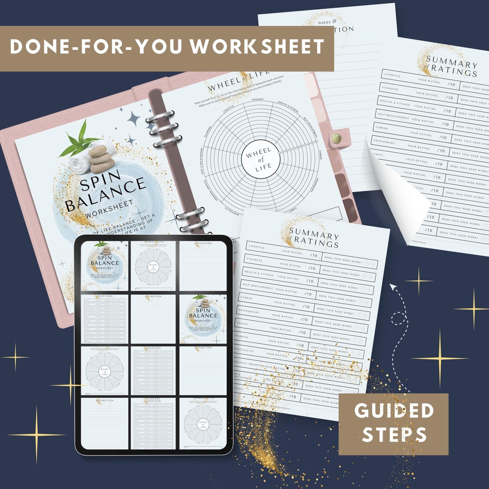 Spin Balance Wheel of Life INSTANT DOWNLOAD Coaching Resource, Balance ...