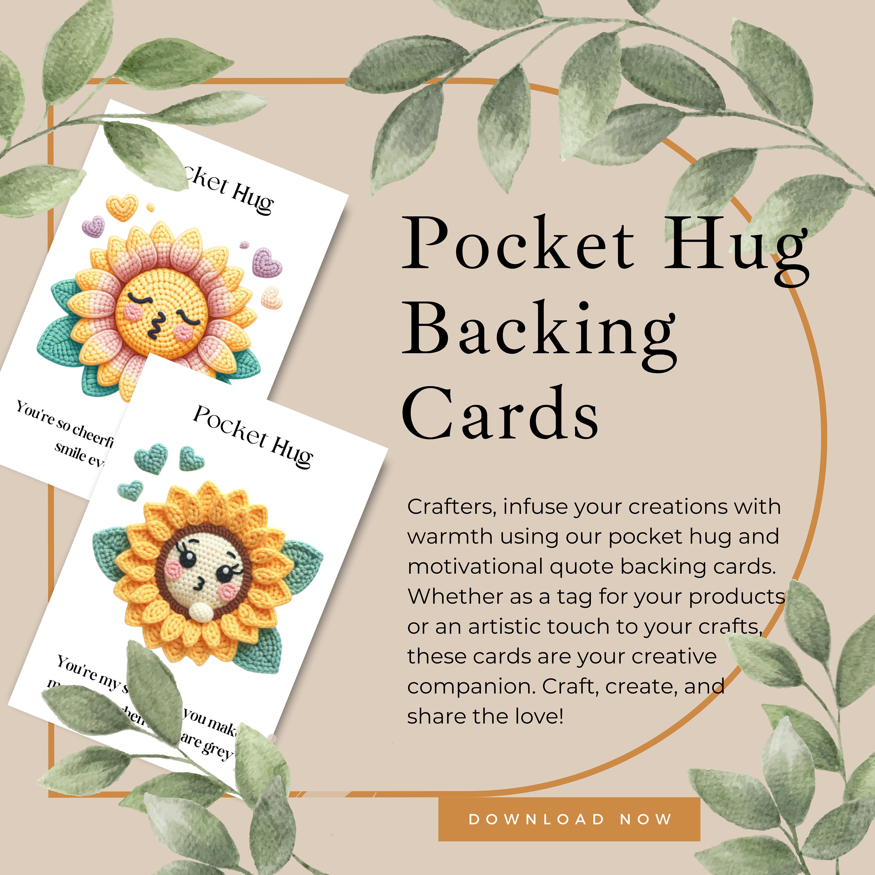 Sunflower Pocket Hug Cards - Printable Smile Gift - Etsy