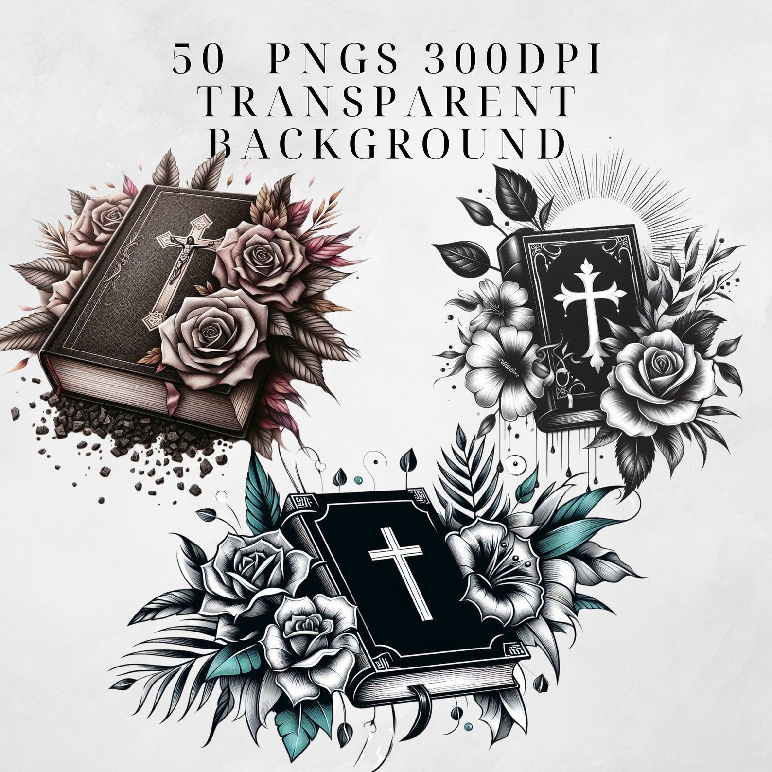 Divine Ink: 50 Bible-themed Tattoo Illustrations (PNG, 300 DPI ...