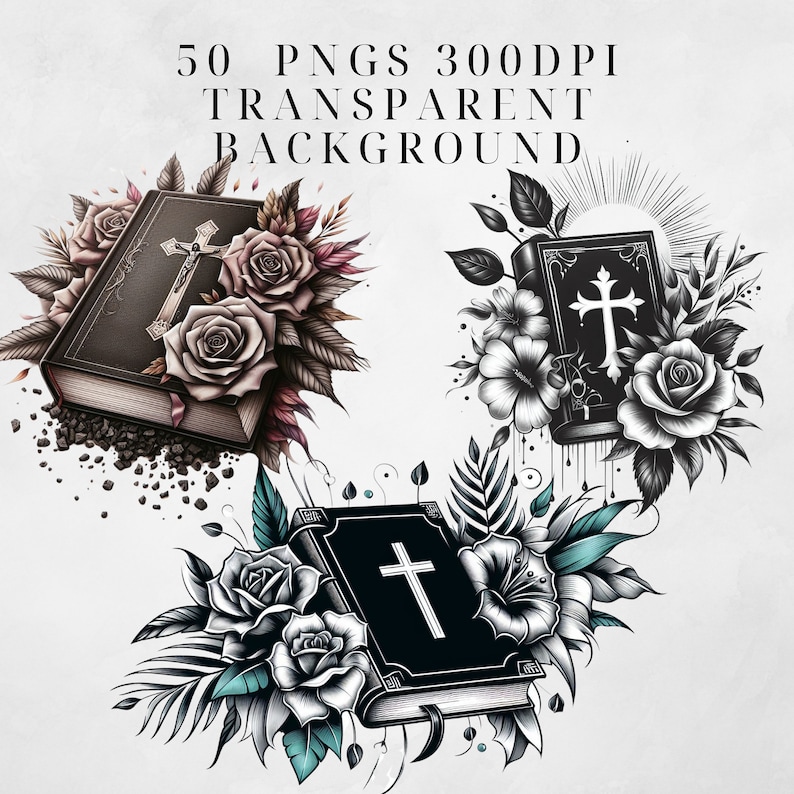 Divine Ink: 50 Bible-themed Tattoo Illustrations (PNG, 300 DPI ...