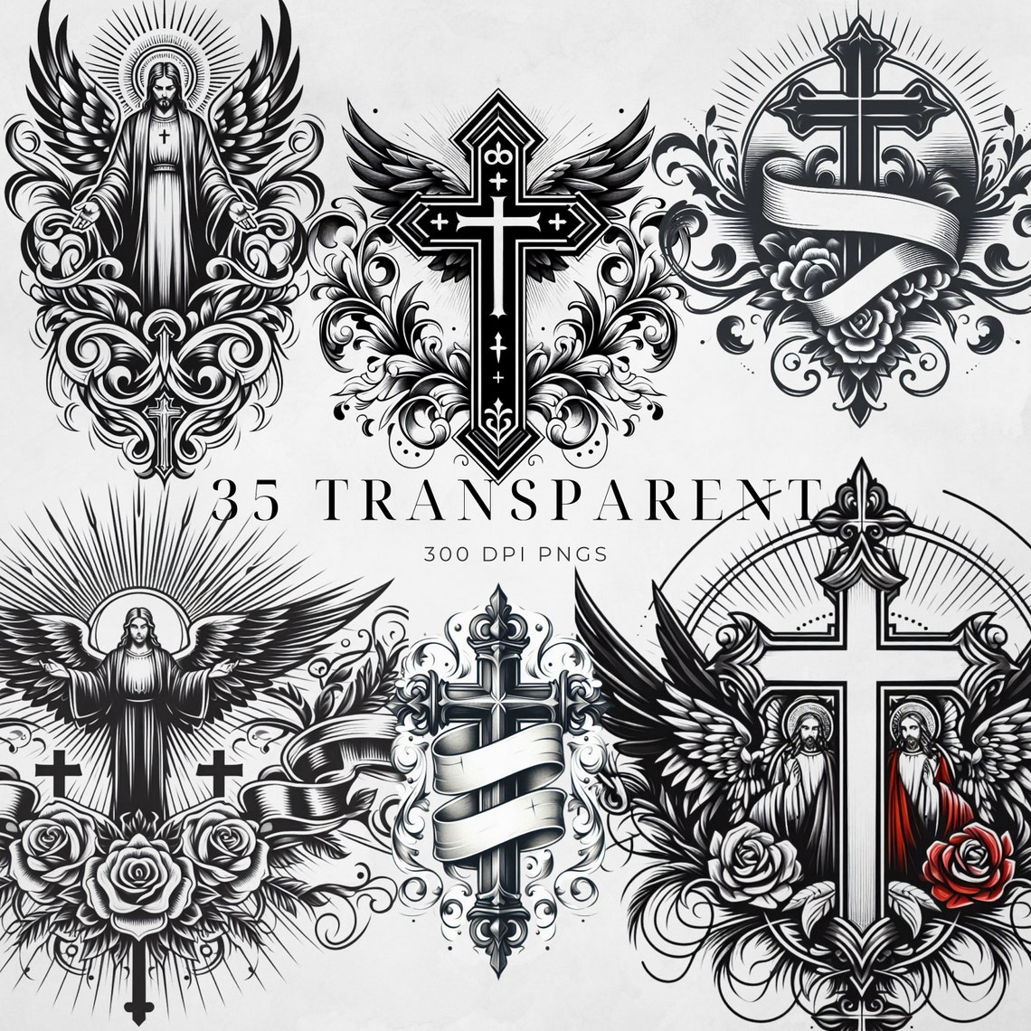 Eternal Ink Christian Tattoo Bundle - 35 Transparent 300 DPI Pngs - Etsy