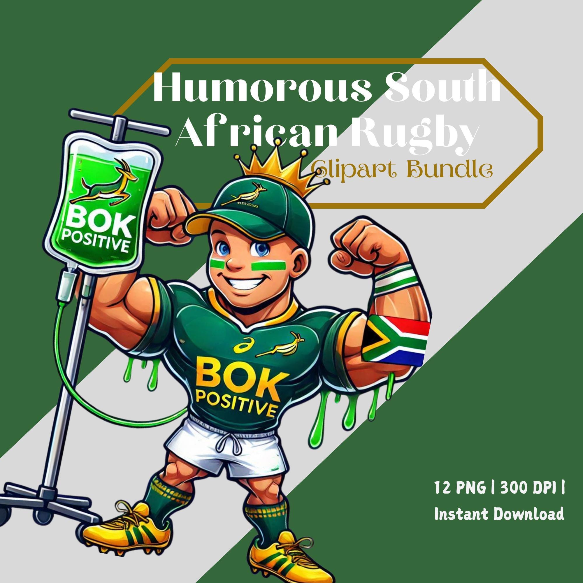 Funny Rugby Clipart Bundle | 12 Pngs | Bokke Humor | Tackle, Scrum ...