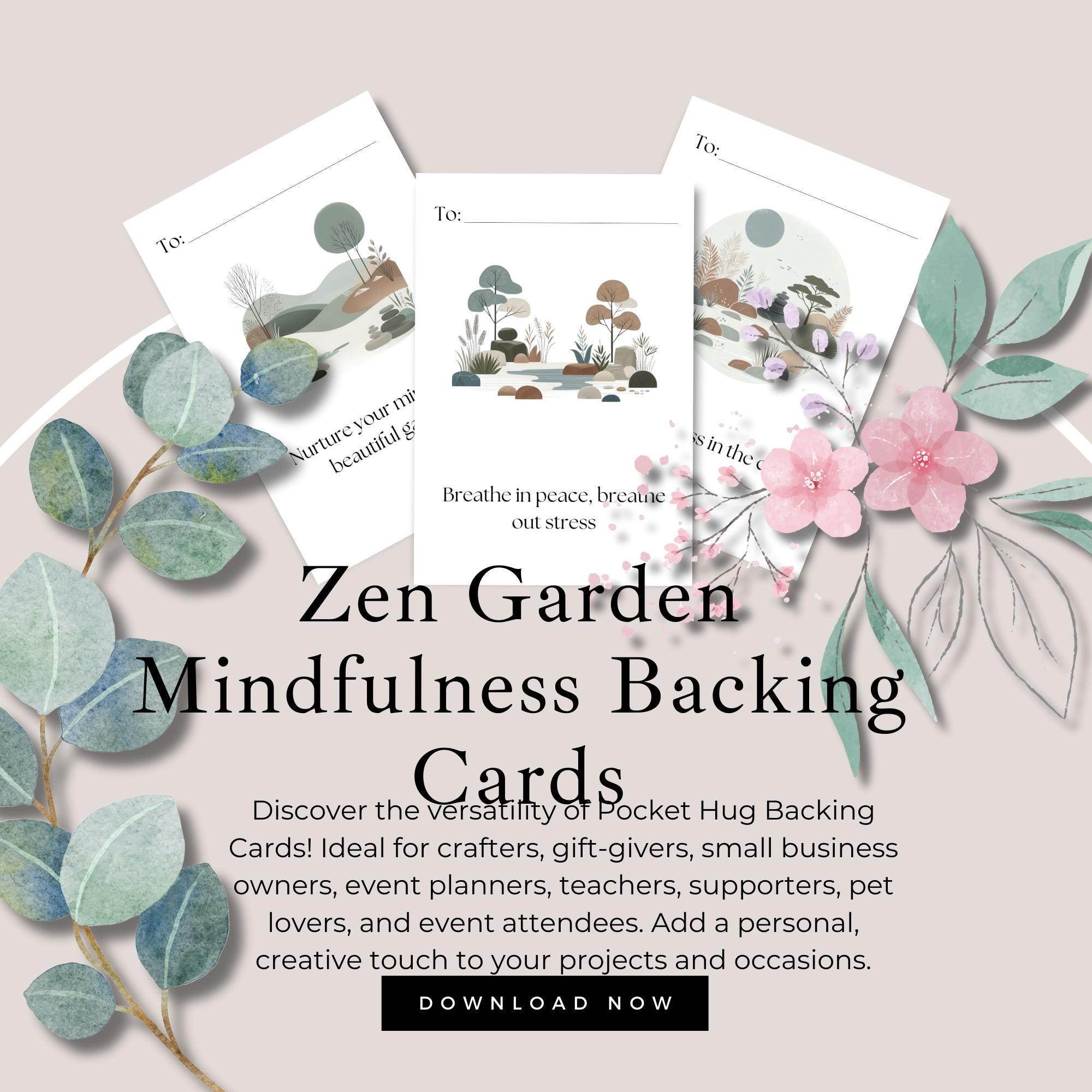 Zen Garden Mindfulness Cards: Printable Meditation Gift Tags (digital ...